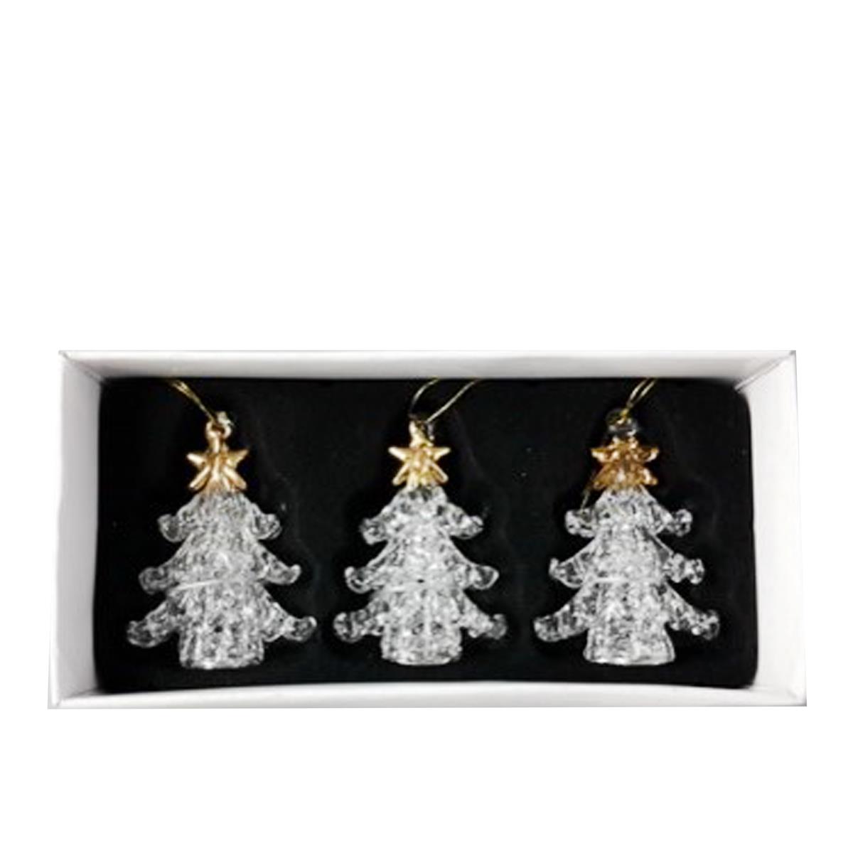 Crystal Glass Christmas Tree with Gold Star Hanging Tree Decorations ...