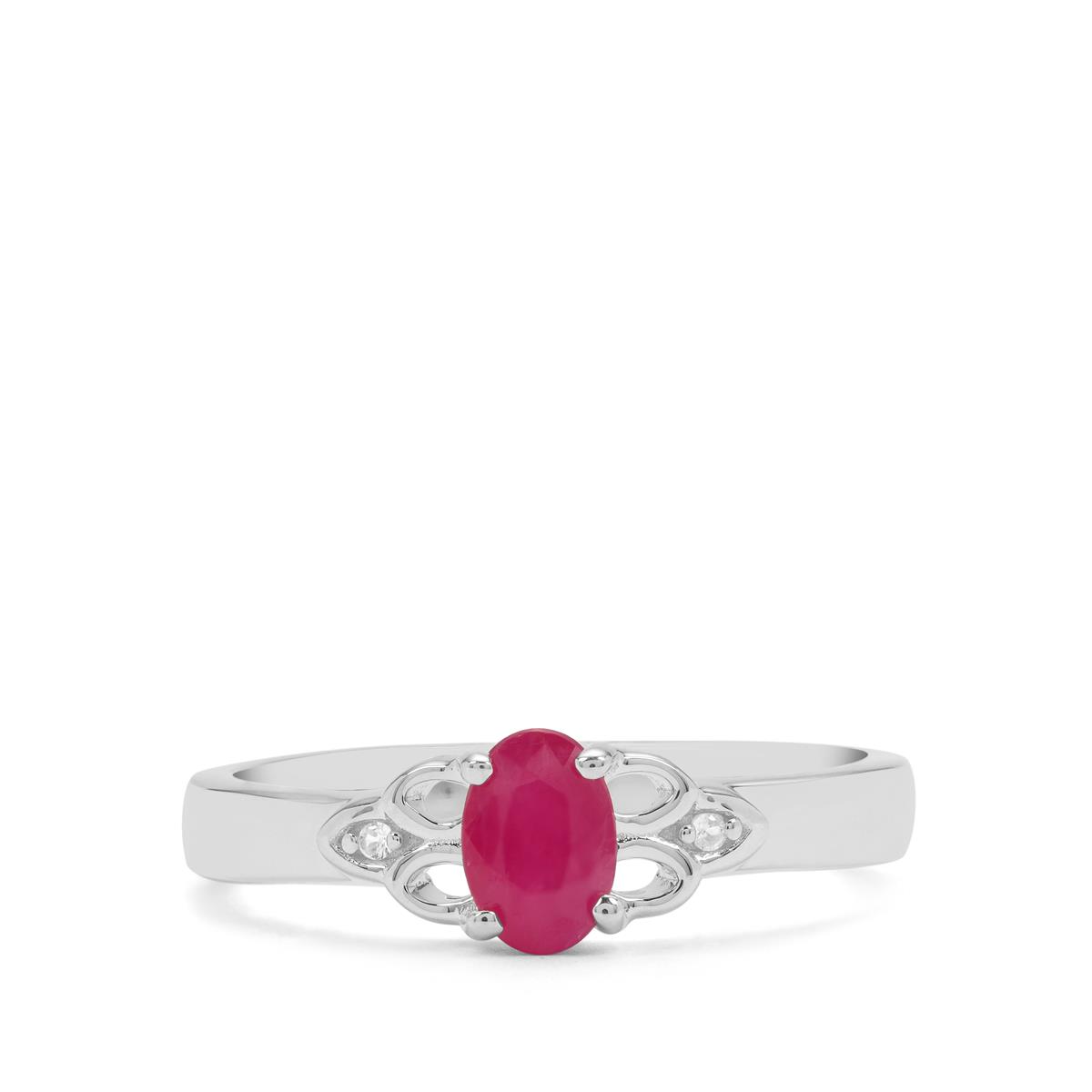 Kenyan Ruby & White Zircon in Sterling Silver Ring ATGW 0.65ct | Gemporia