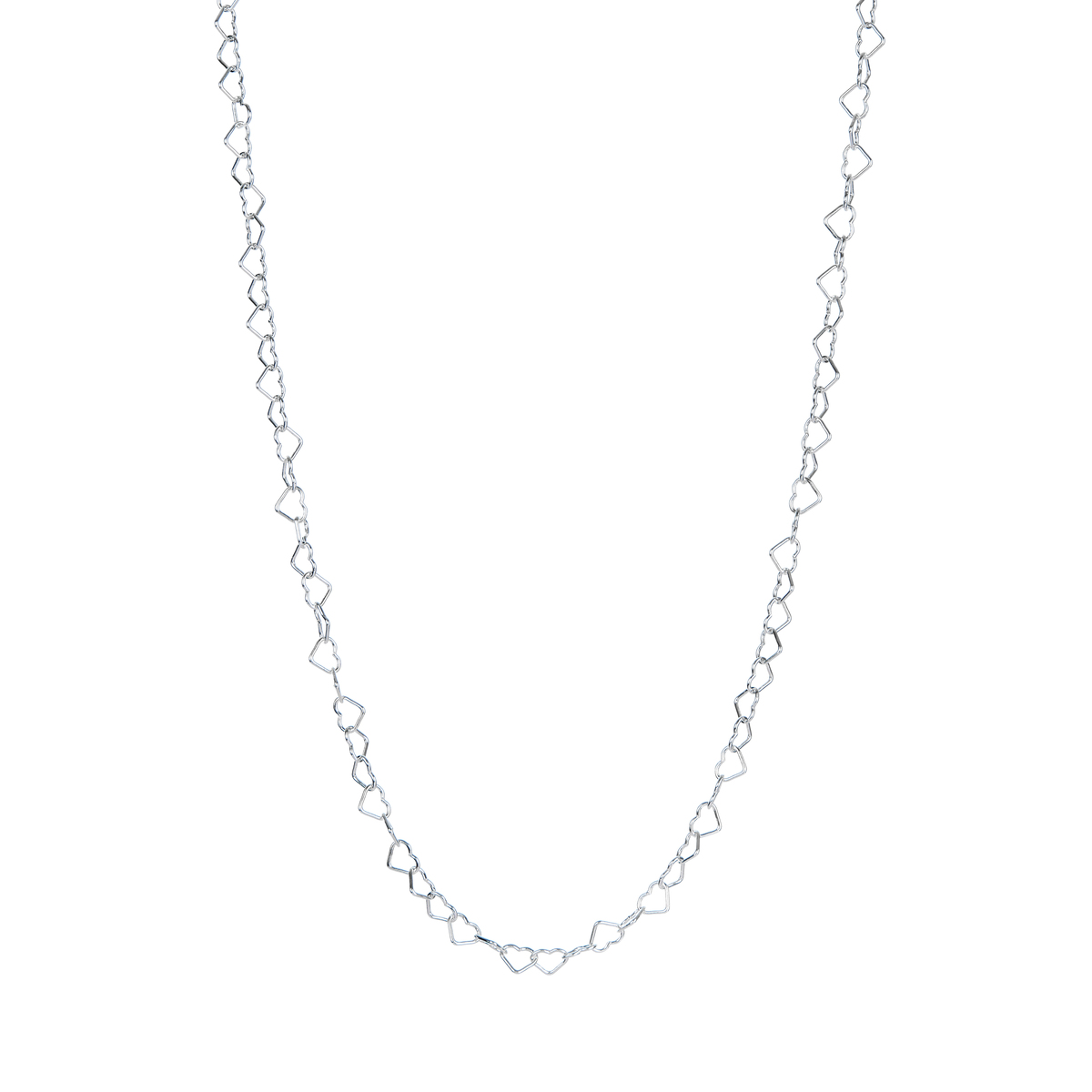 18 Sterling Silver Altro Open Heart Link Necklace 2.80g | Gemporia