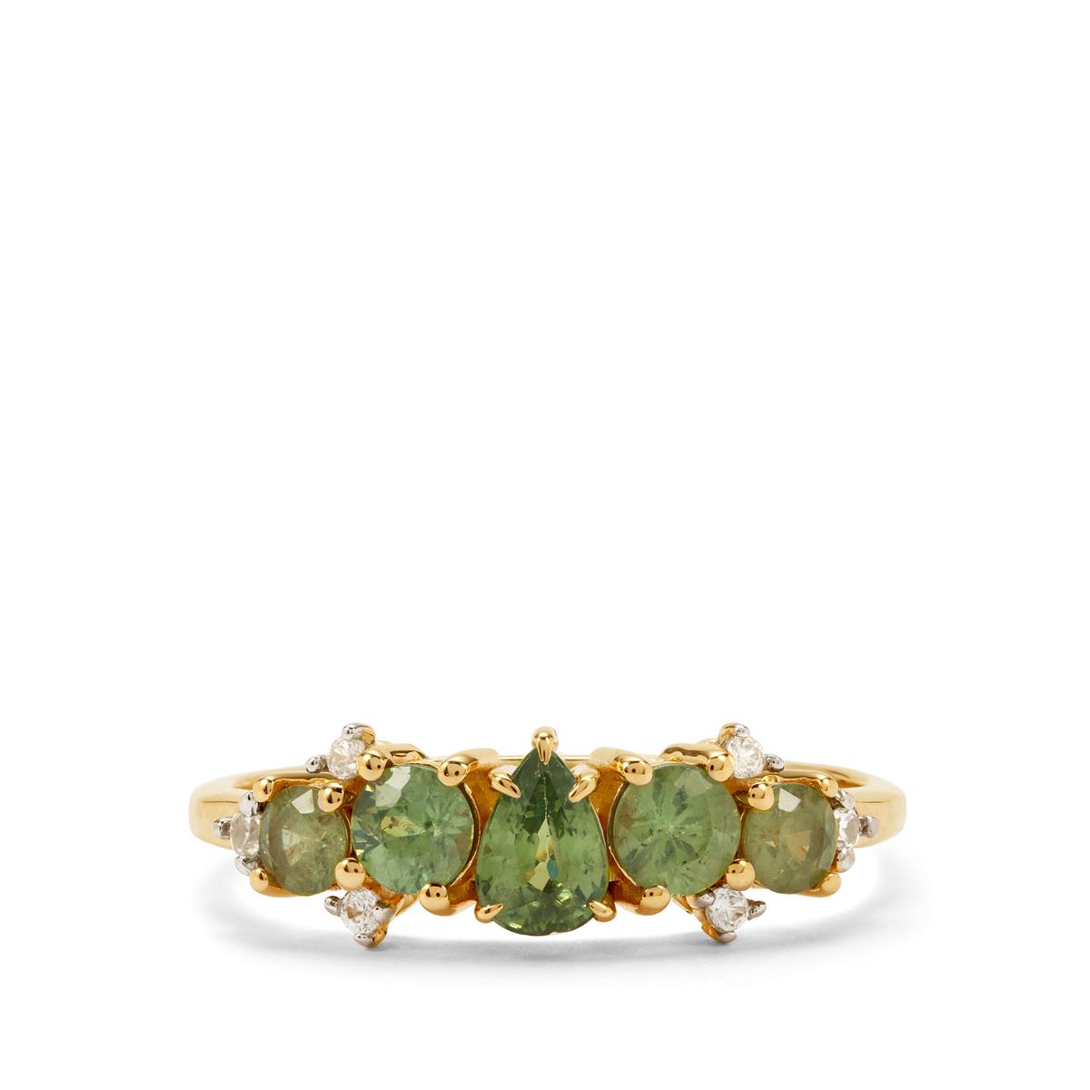 Green Dragon Demantoid Garnet Ring with White Zircon in 9K Gold 1.20cts ...