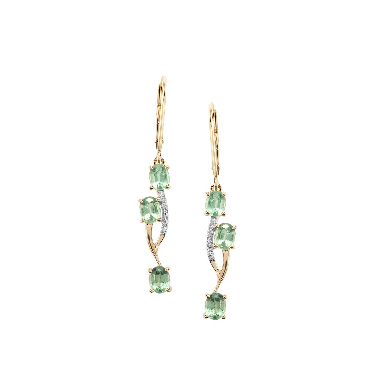 Odisha Kyanite & Diamond 9K Gold Earrings ATGW 2.18cts | Gemporia