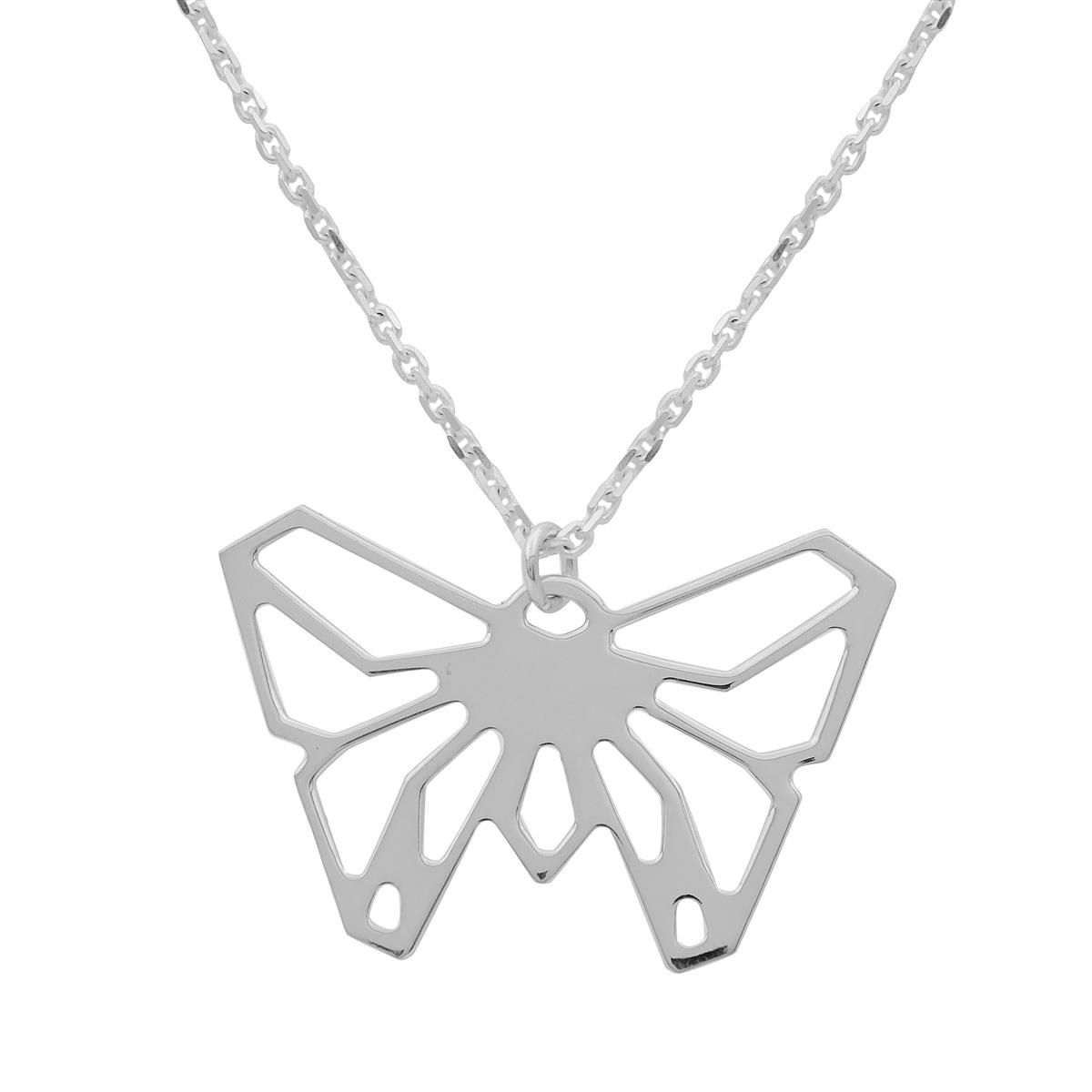 18 Sterling Silver Geometric Monarch Butterfly Necklace 2.66g | Gemporia