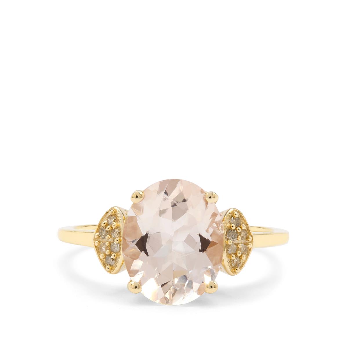 Champagne Danburite Ring with Champagne Diamond in 9K Gold 3.20cts ...