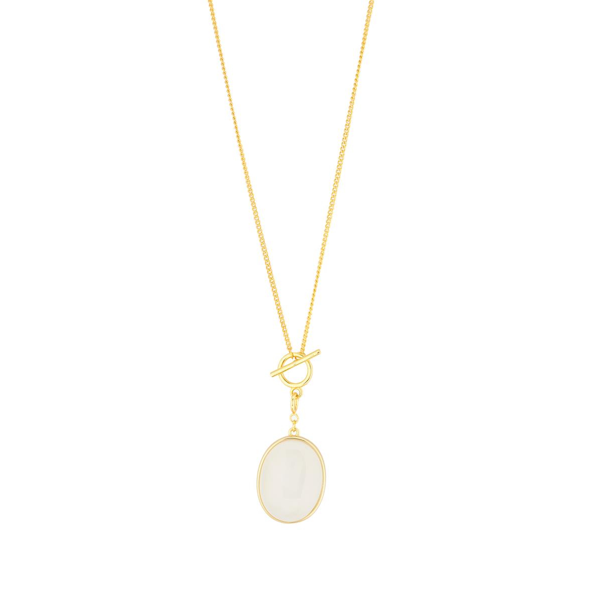 White Agate Necklace in Gold Tone Sterling Silver 13.50cts | Gemporia