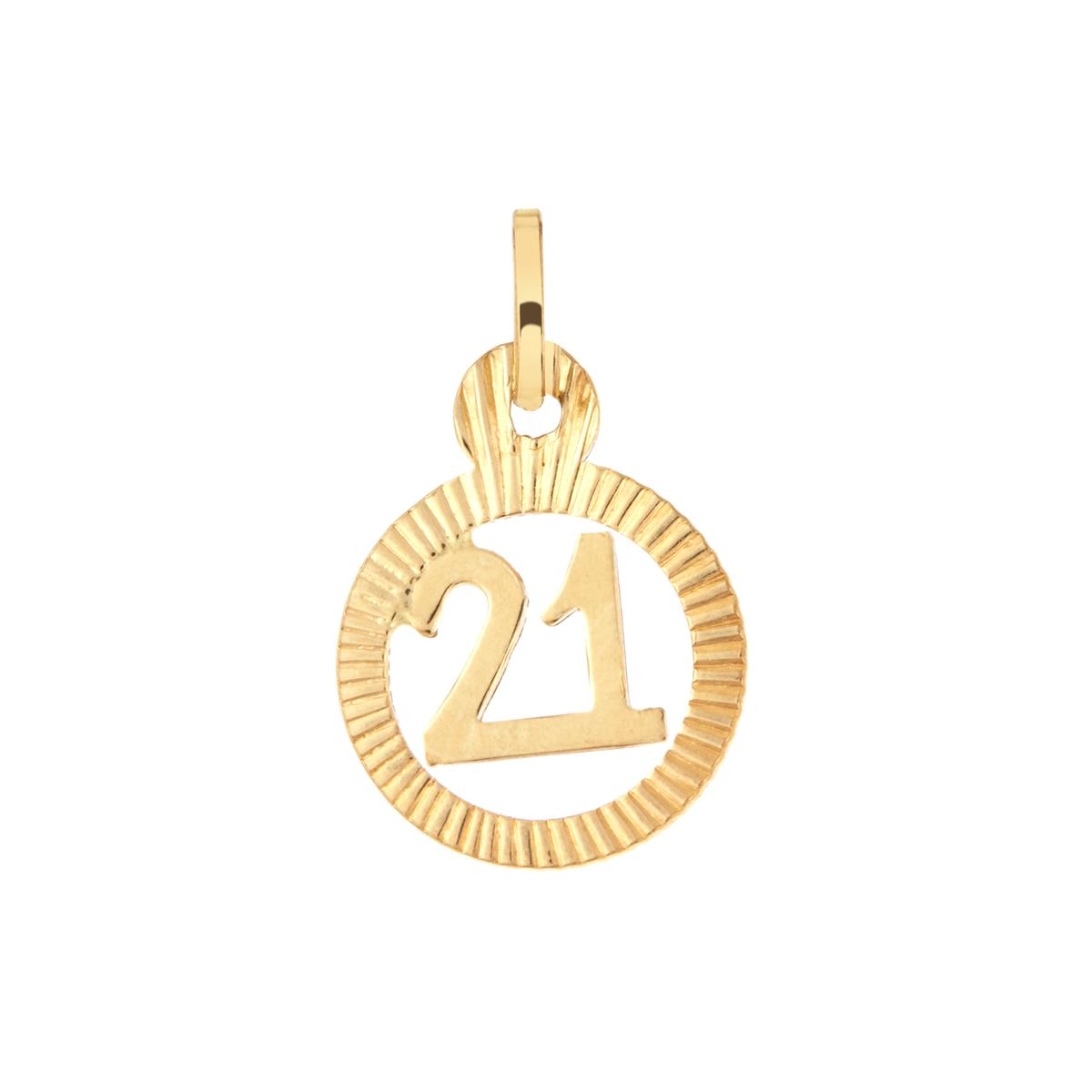 9K Gold '21' Circle Pendant 0.46g | Gemporia