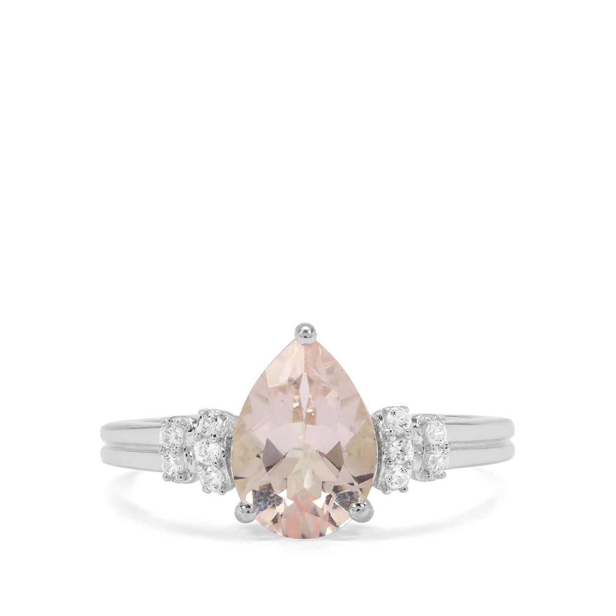 Goshenite Ring with White Zircon in Sterling Silver 1.70cts | Gemporia