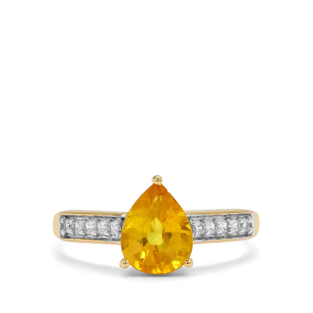 Bang Kacha Yellow Sapphire Ring with White Zircon in 9K Gold 2.20cts ...