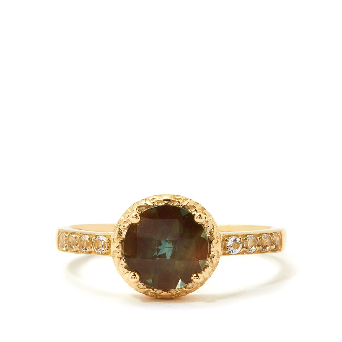 Colour Change Andesine Ring with White Topaz in 9K Gold | Gemporia