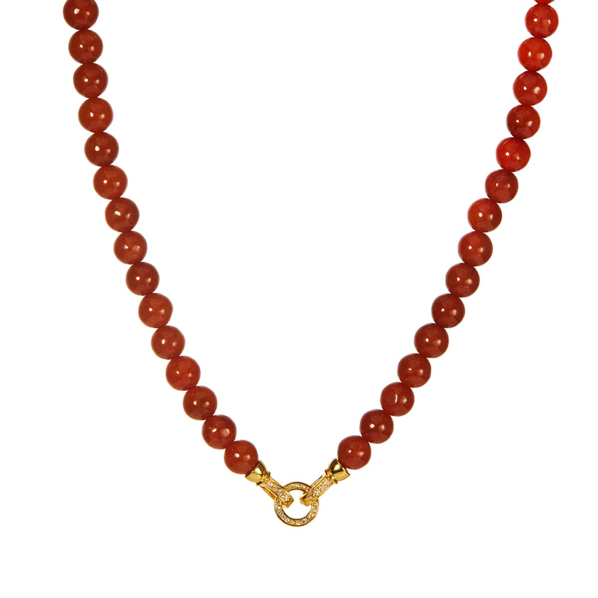 Type A Burmese Red Jadeite Necklace With White Topaz in Gold Tone ...