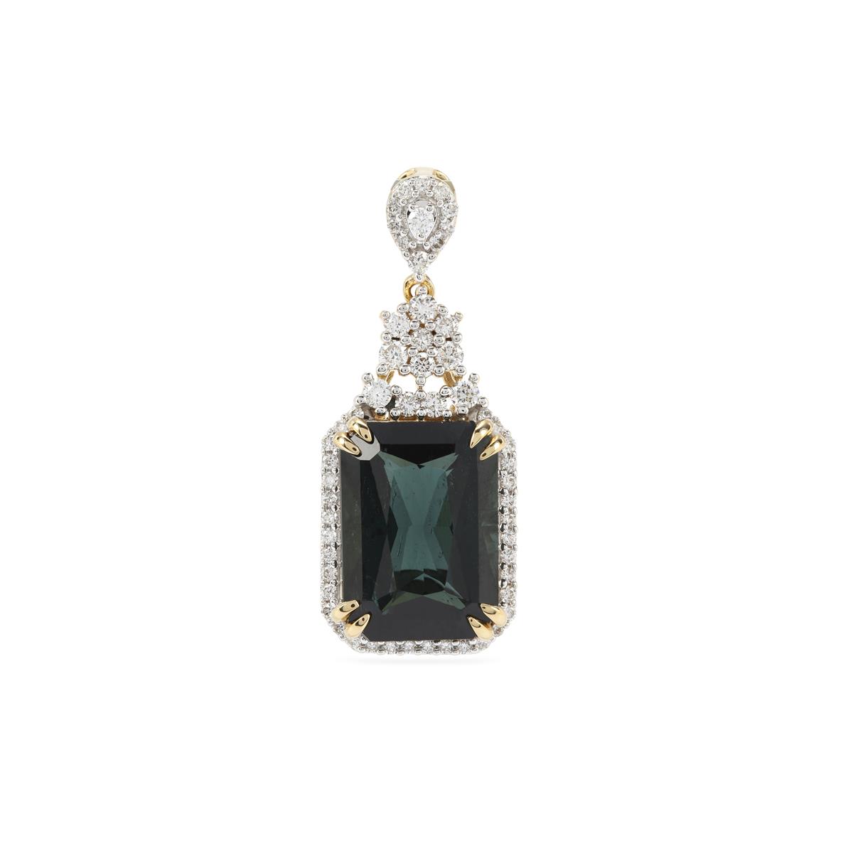 Mutuca Indicolite Pendant with Diamond in 18K Gold 6.29cts | Gemporia
