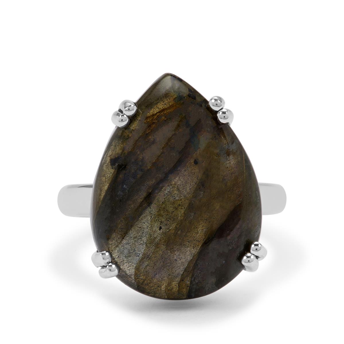 Purple Labradorite Ring in Sterling Silver 15cts | Gemporia