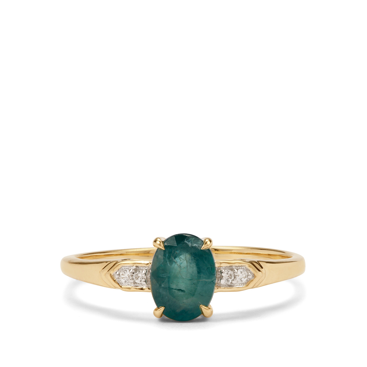 Grandidierite Ring with White Zircon in 9K Gold 1.08cts | Gemporia