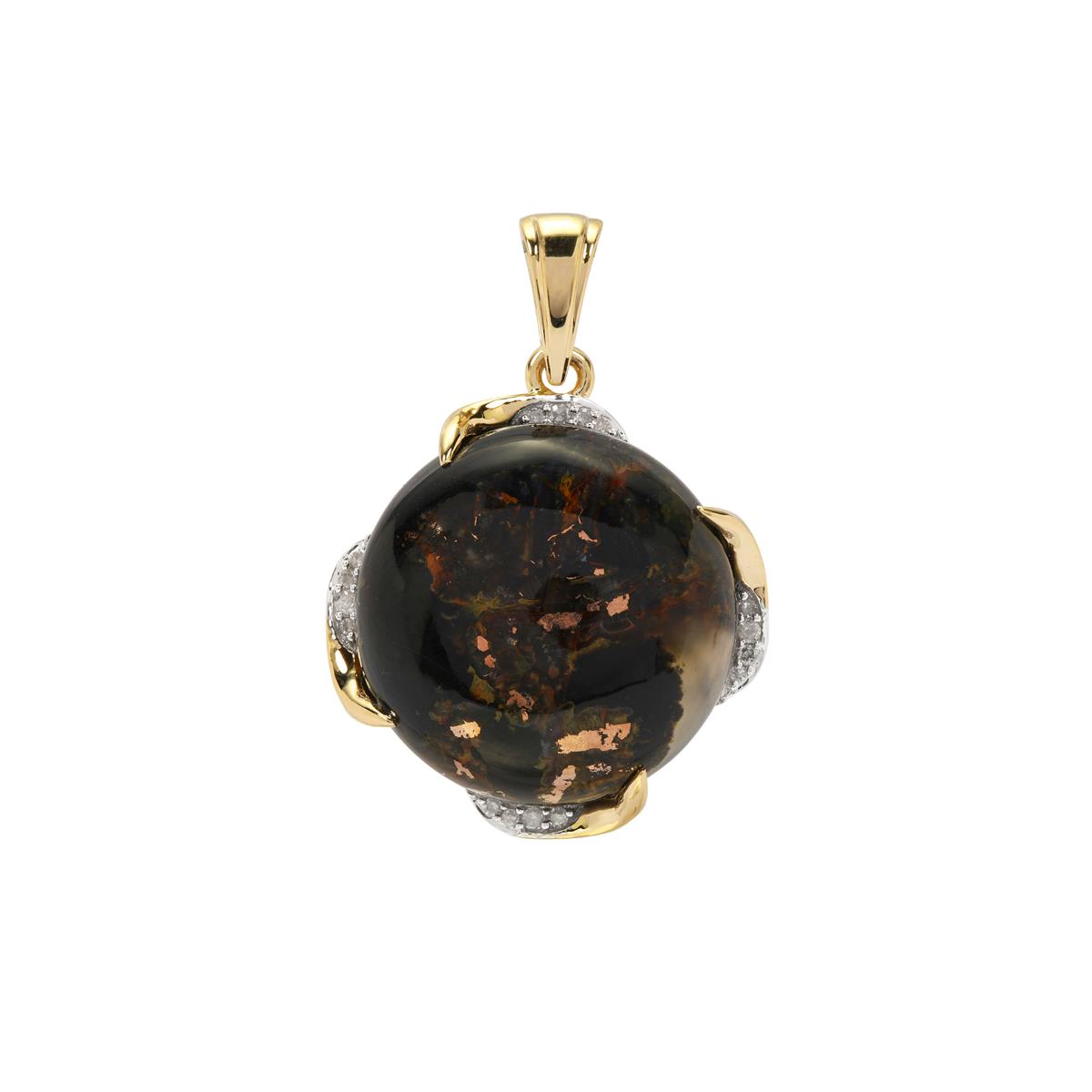 Aquadite Noir Pendant with Diamonds in 9K Gold 28.45cts | Gemporia