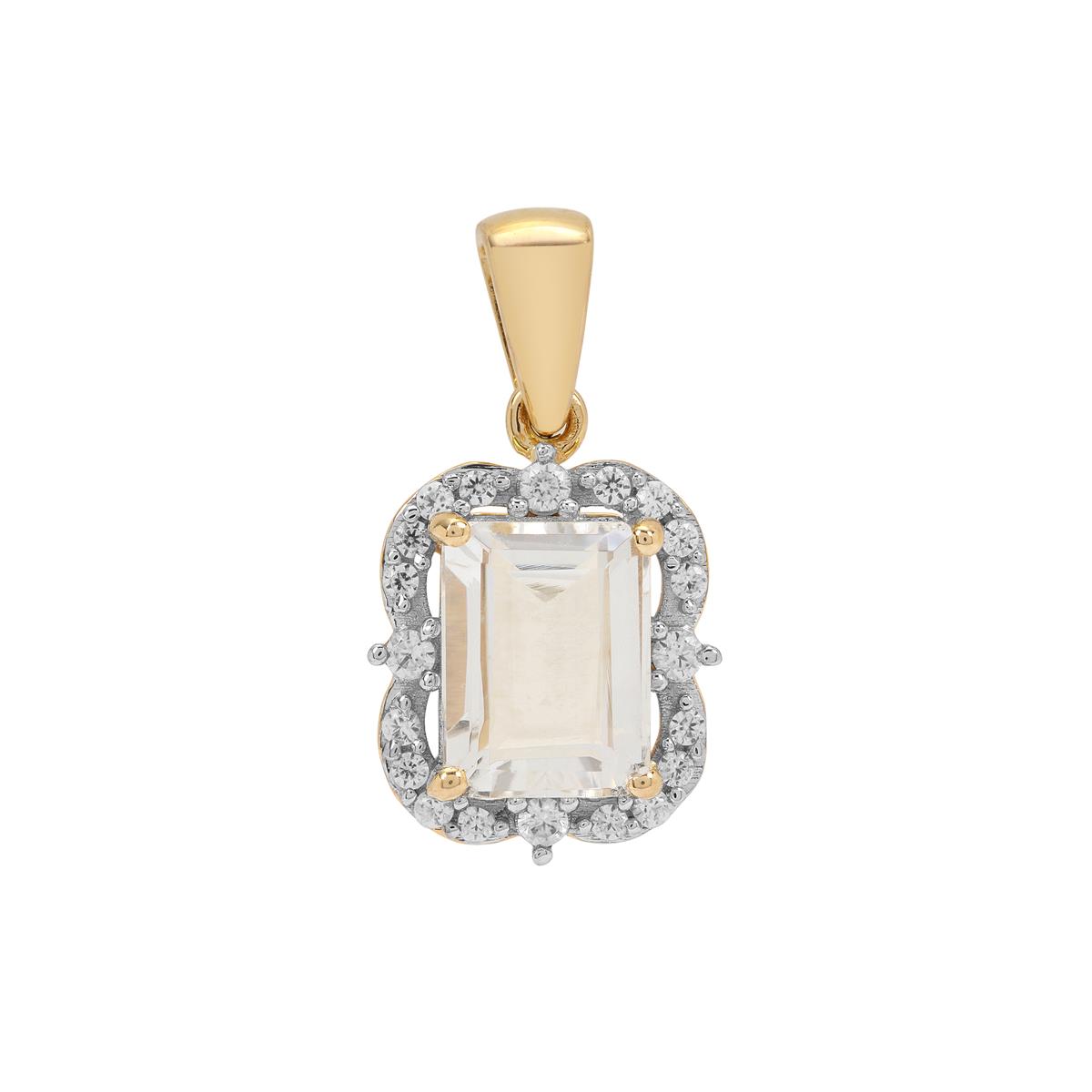 Himalayan Beryl Pendant with White Zircon in 9K Gold 1.70cts | Gemporia