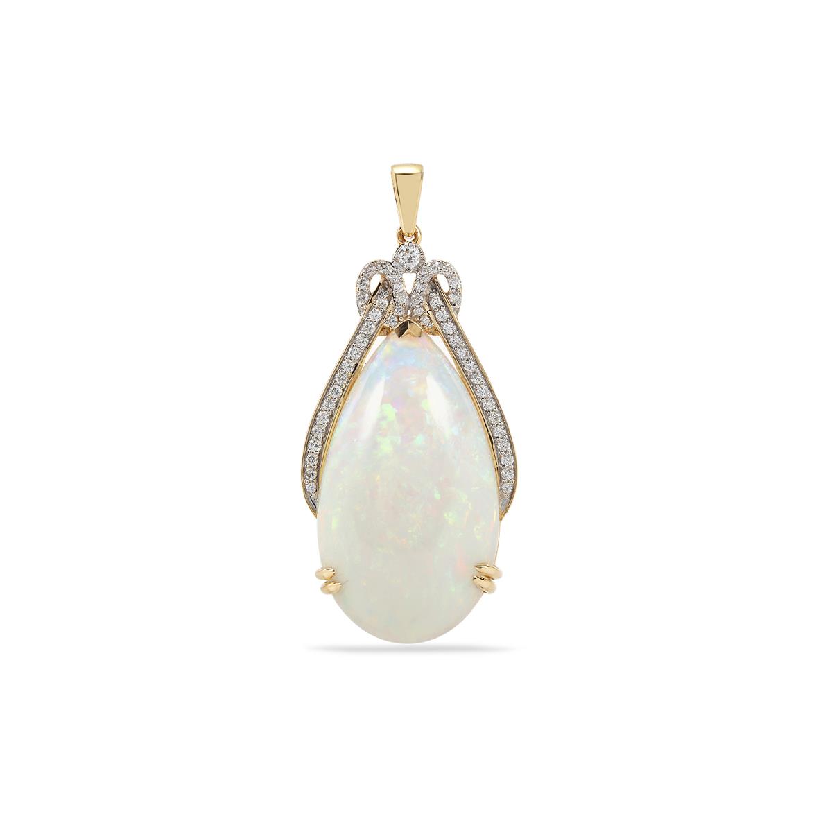 Ethiopian Opal Pendant with Diamond in 18K Gold 16.52cts | Gemporia