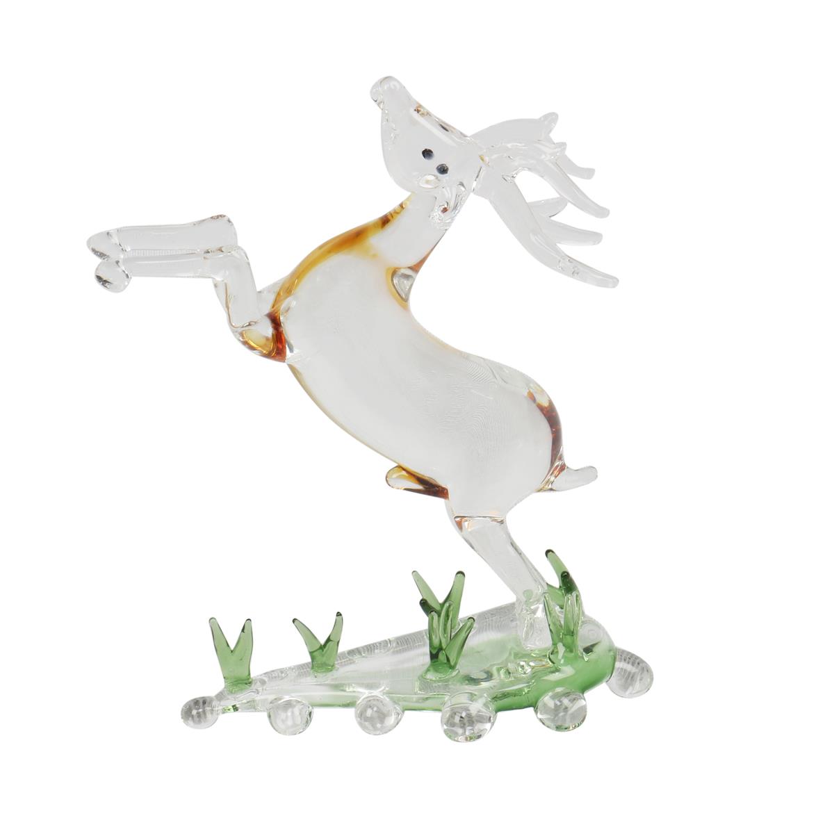 Stag Figure Showpiece Household Glass Decoration (3 x 4.5 inch) | Gemporia