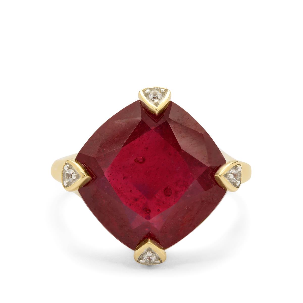 Bemainty Ruby Ring with White Zircon in 9K Gold 13.85cts | Gemporia