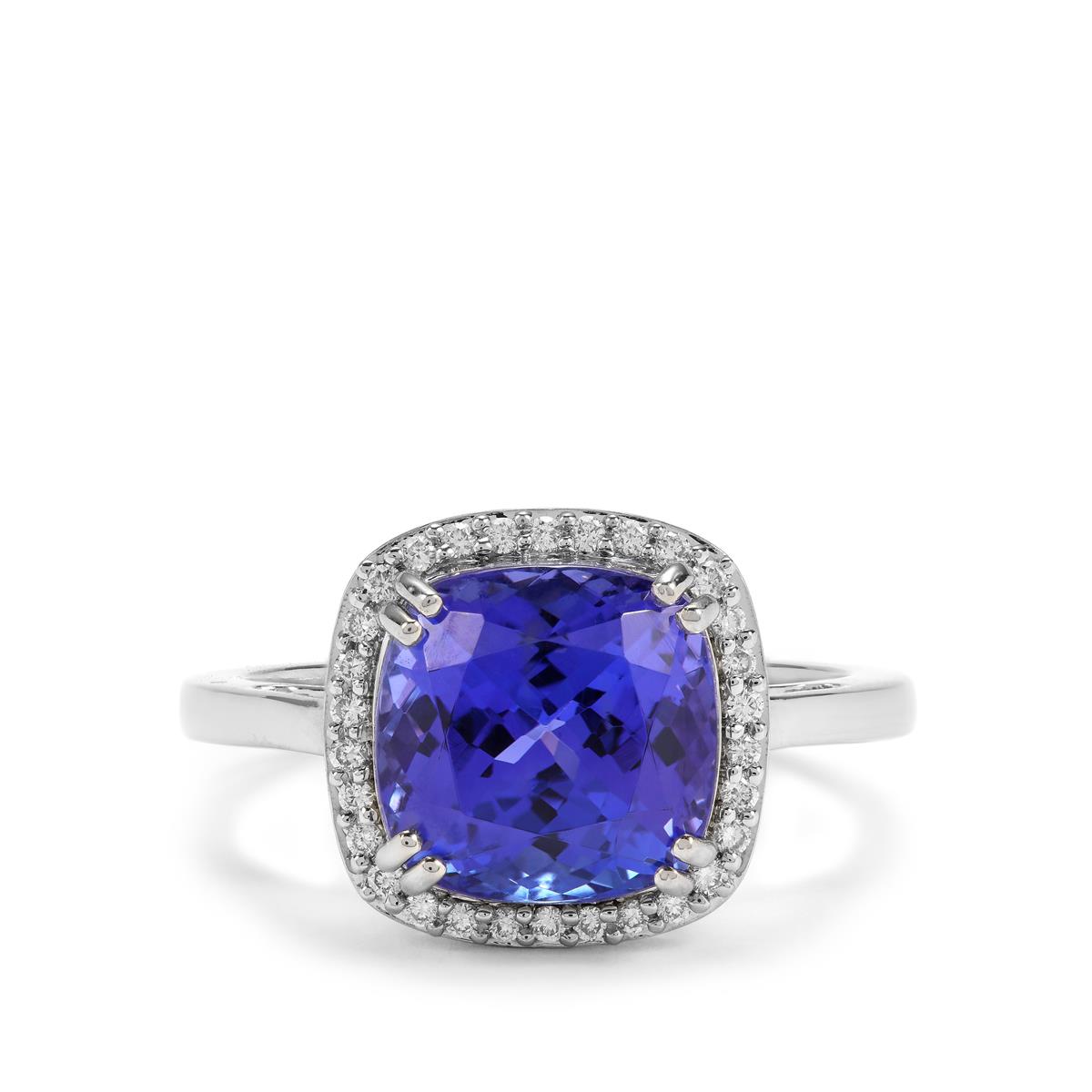 AAAA Tanzanite Ring with Diamond in Platinum 950 5.36cts | Gemporia