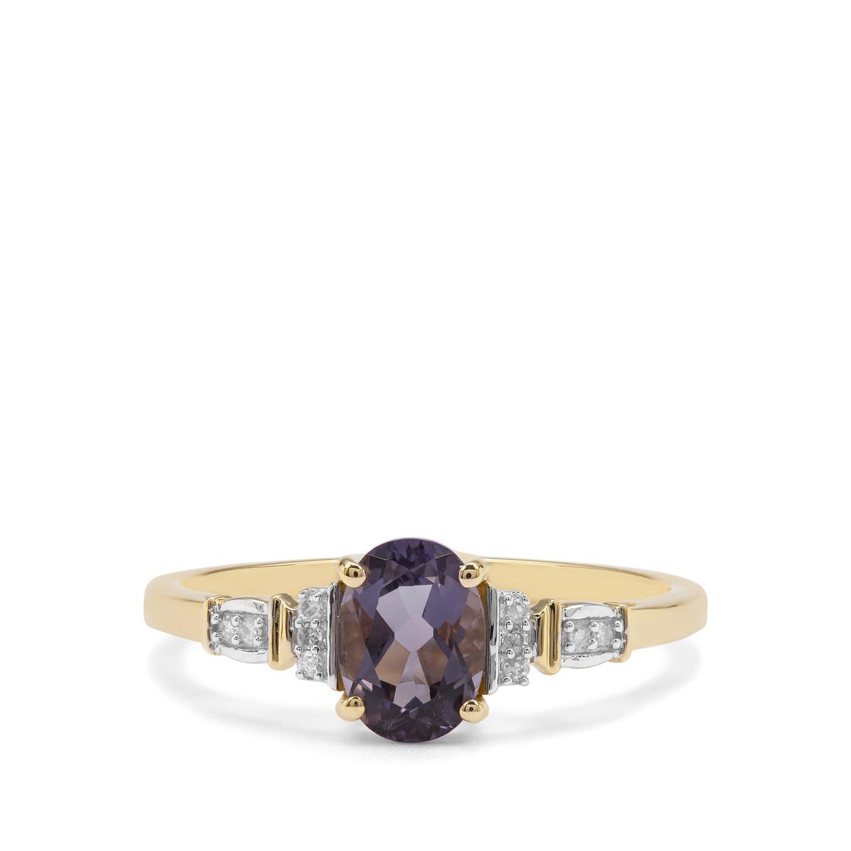 Montezuma Blue Quartz Ring with Diamond in 9K Gold 0.82ct | Gemporia