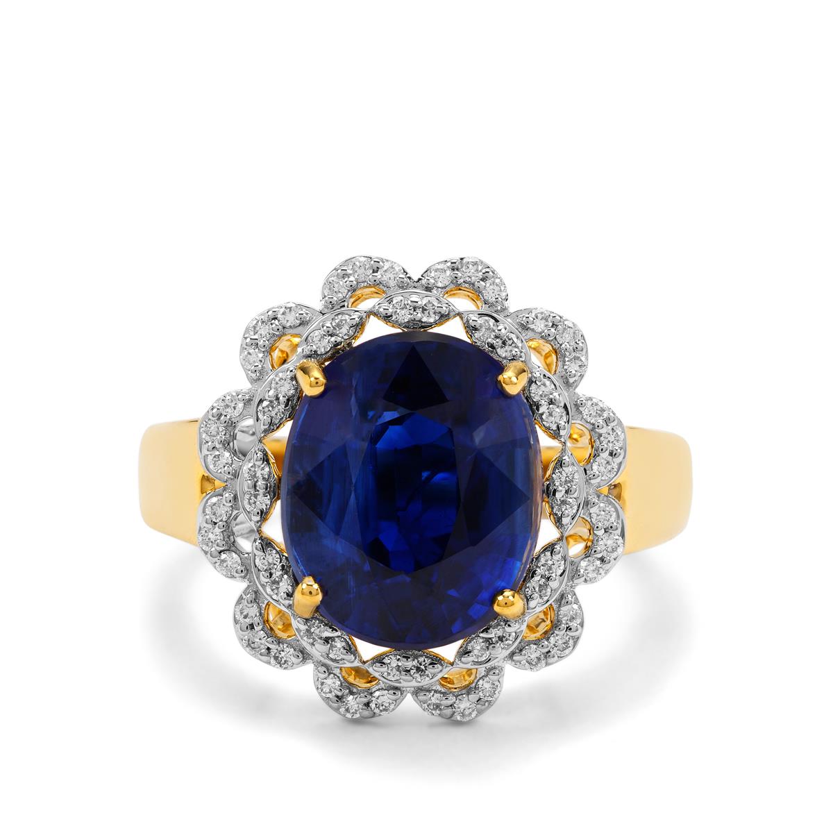 Nilamani Ring with Diamond in 18K Gold 7.23cts | Gemporia