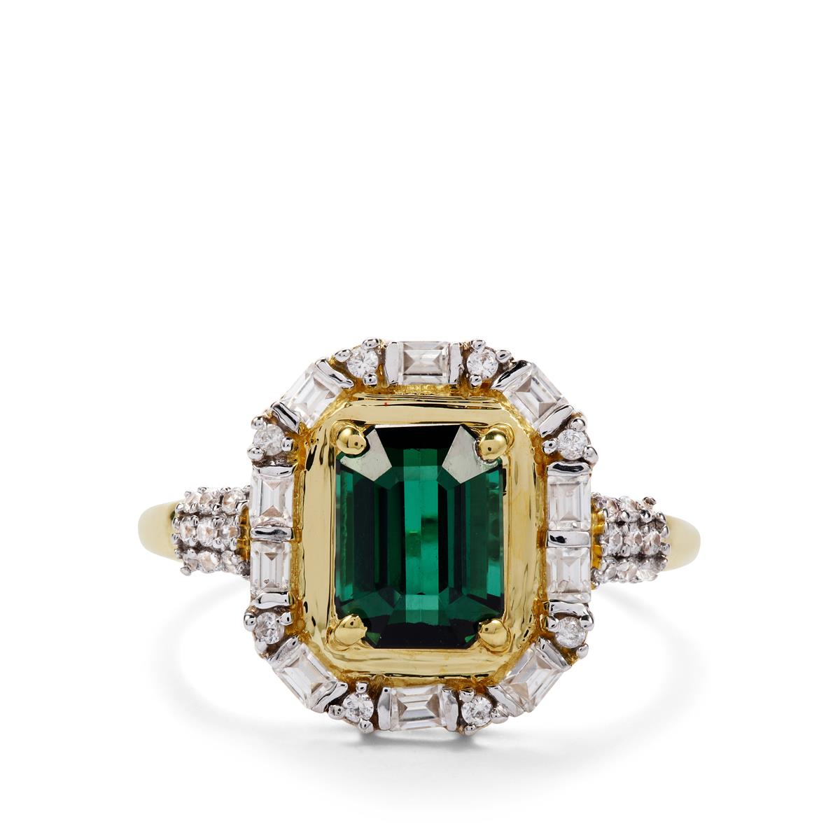 Mutuca Indicolite Ring with White Zircon in 9K Gold 2.25cts | Gemporia