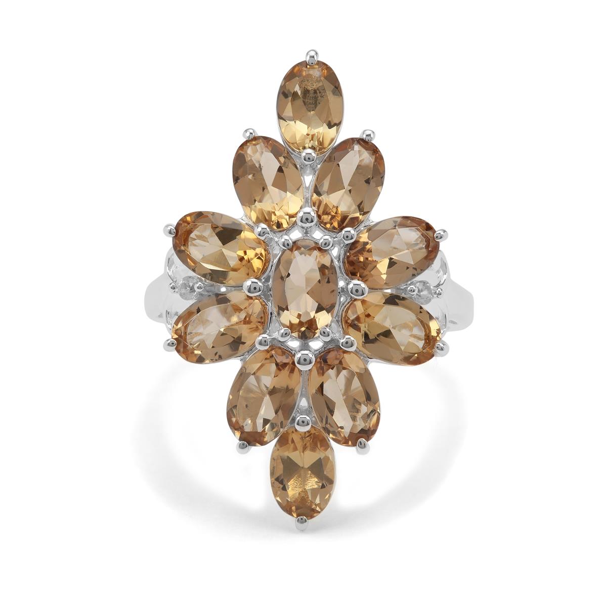 Scapolite Ring with White Zircon in Sterling Silver 4.42cts | Gemporia