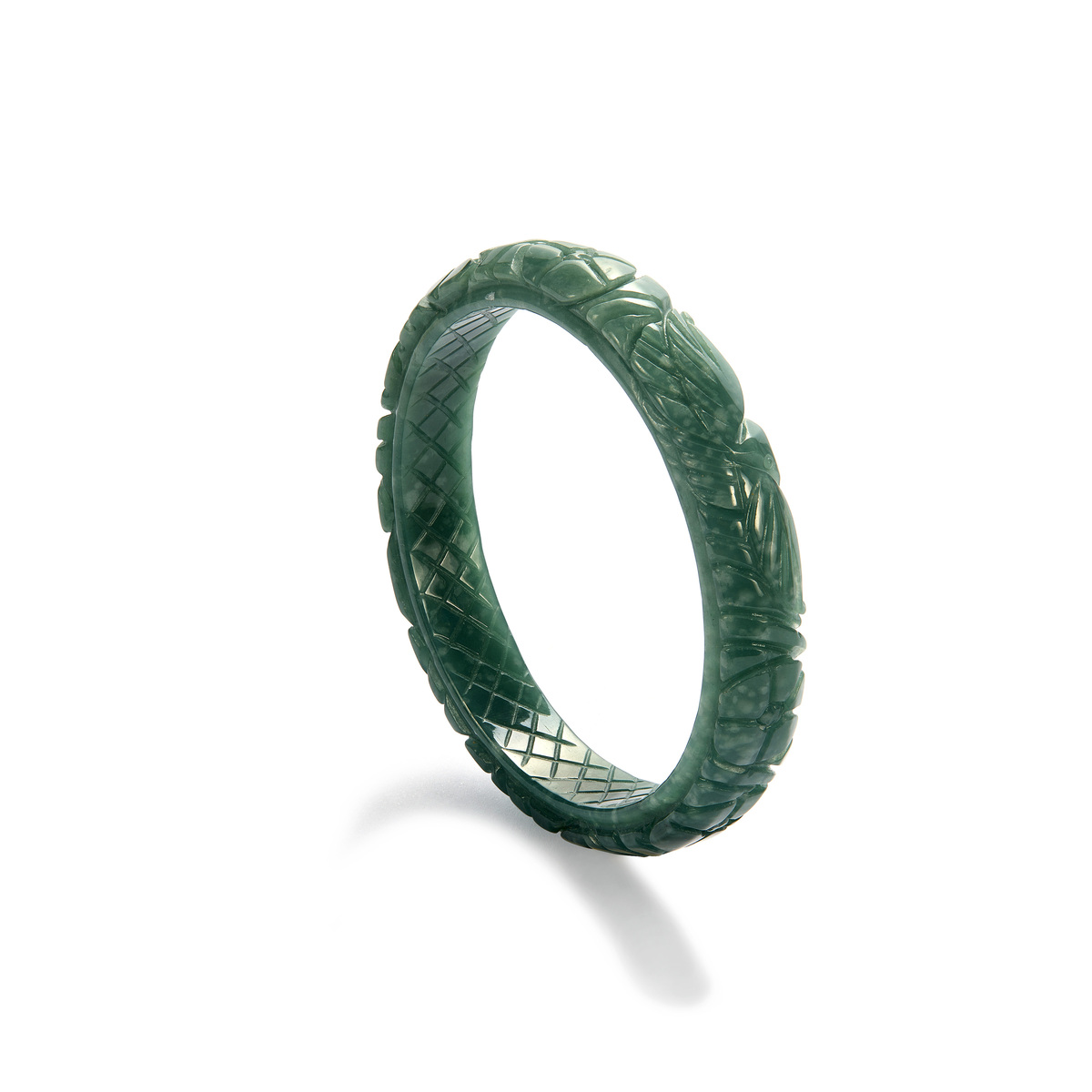 Type A Blue Water Jadeite Carved Bangle 226cts | Gemporia