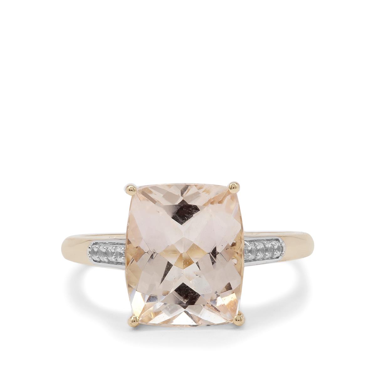 Champagne Danburite Ring with White Zircon in 9K Gold 4.30cts | Gemporia