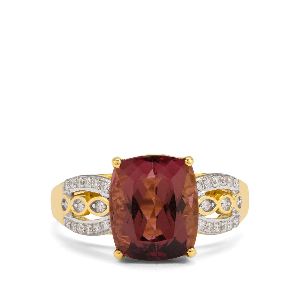 Oyo Pink Tourmaline Ring with Diamond in 18K Gold 5.18cts | Gemporia