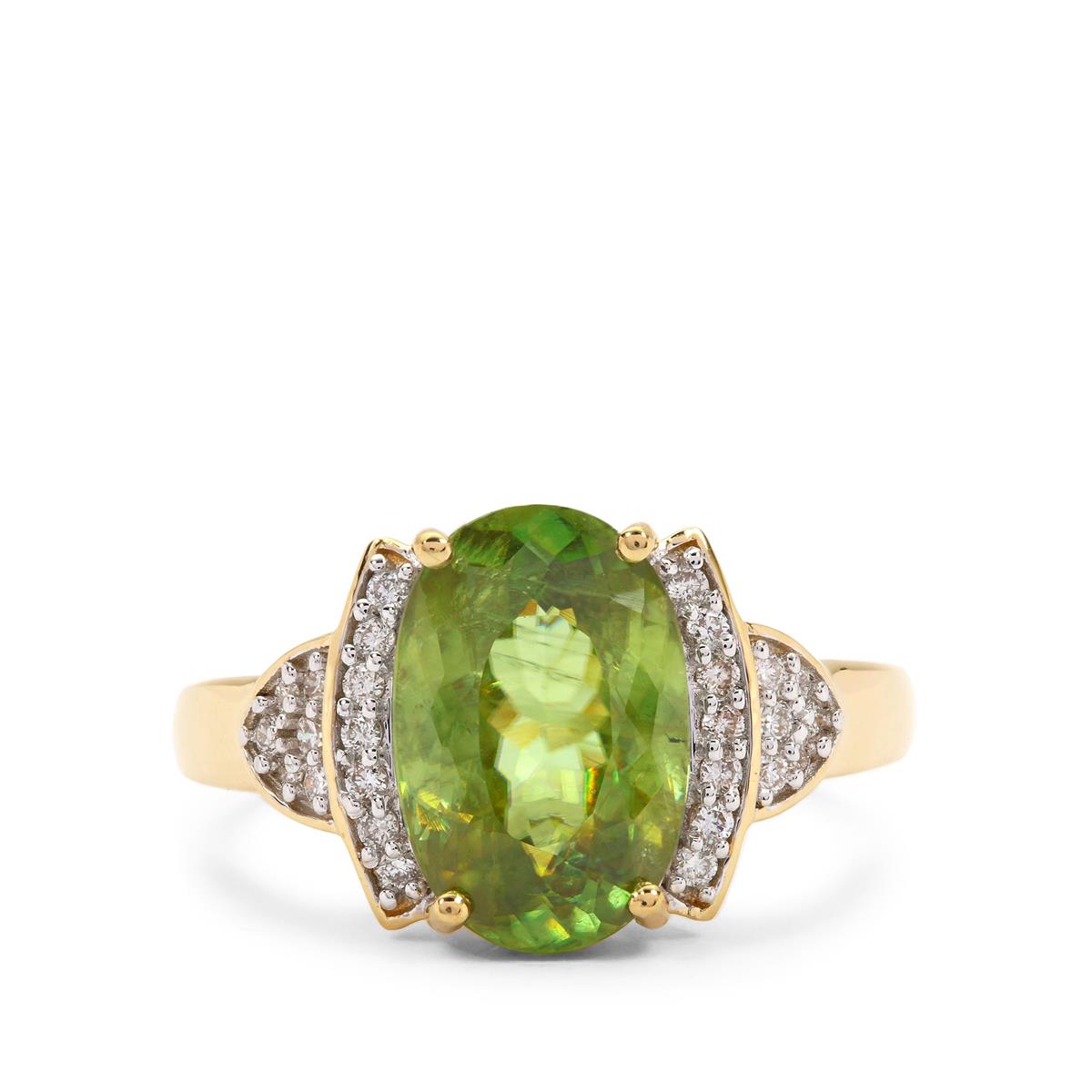 Sphene Ring with Diamonds in 18K Gold 4.38cts | Gemporia