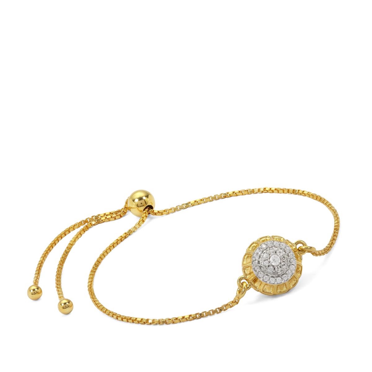 Ratanakiri White Zircon Slider Bracelet in Gold Plated Sterling Silver ...