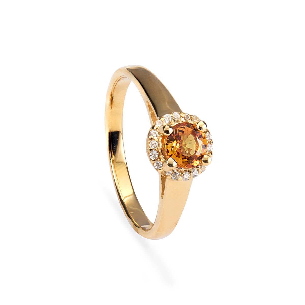 Bang Kacha Sapphire Ring with White Zircon in 9K Gold 0.84cts | Gemporia