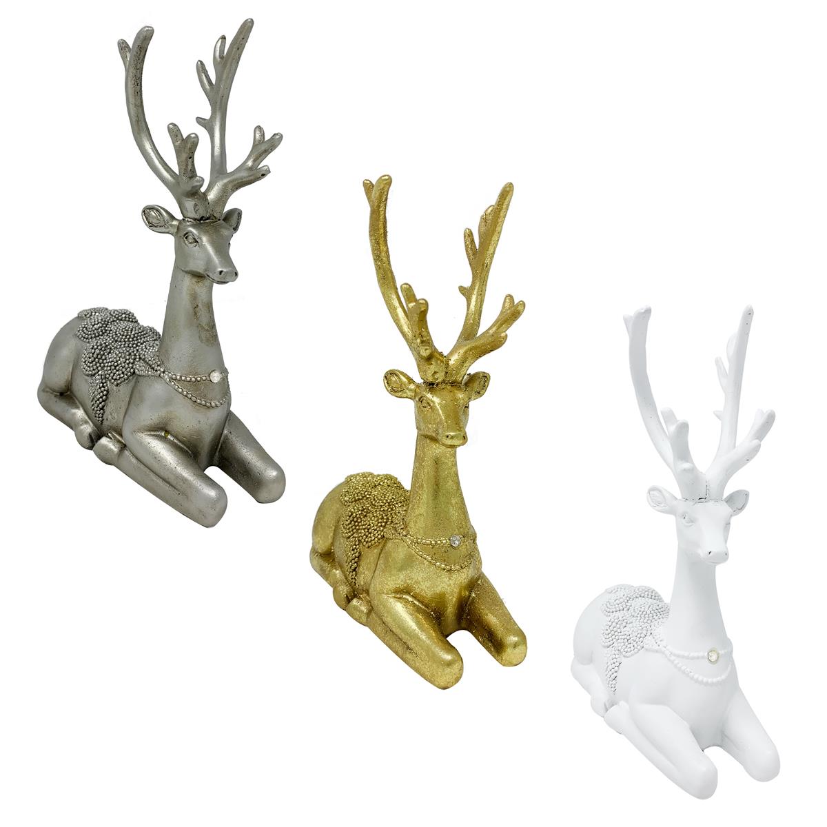 Gem Auras Sitting Stag Decoration with White Quartz Gemstone ATGW 0.5ct ...