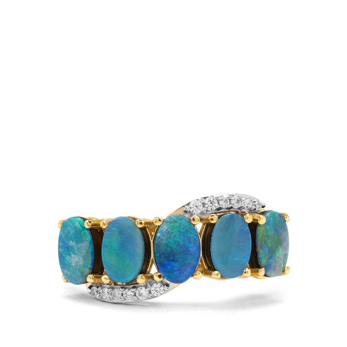Crystal Opal on Ironstone Ring with White Zircon in 9K Gold 2.05cts ...