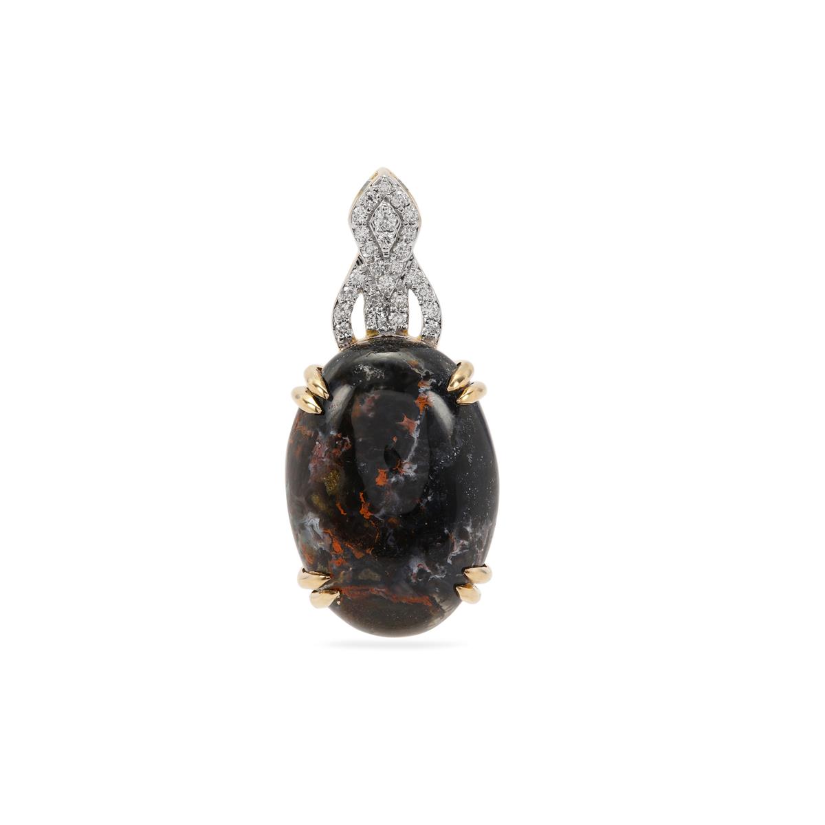 Aquadite Noir Pendant with Diamond in 18K Gold 9.93cts | Gemporia