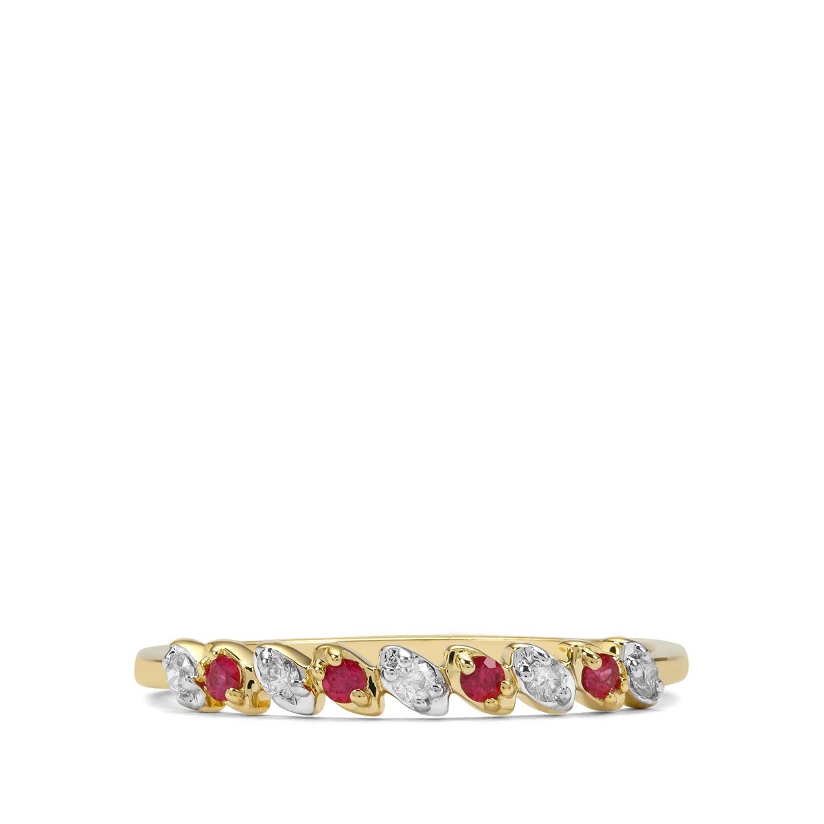 Greenland Ruby Ring with Canadian Diamond in 9K Gold 0.15ct | Gemporia