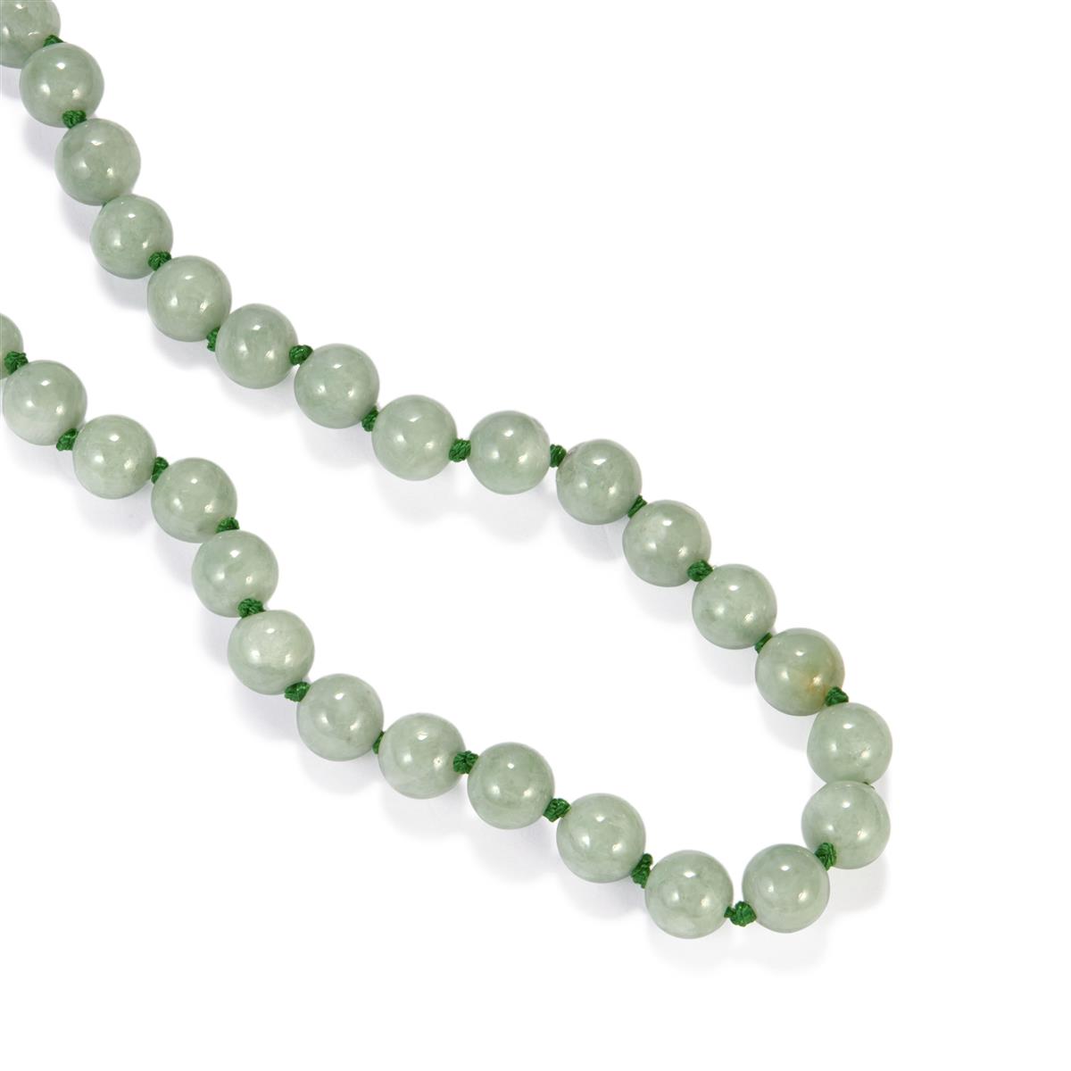 Type A Green Jadeite Necklace with White Zircon in Sterling Silver 177 ...