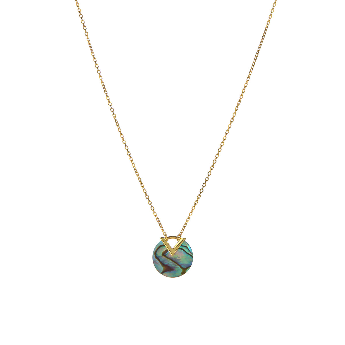 Paua Necklace in Gold Plated Sterling Silver (14mm) | Gemporia