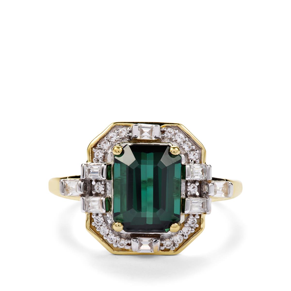 Mutuca Indicolite Ring with White Zircon in 9K Gold 3cts | Gemporia