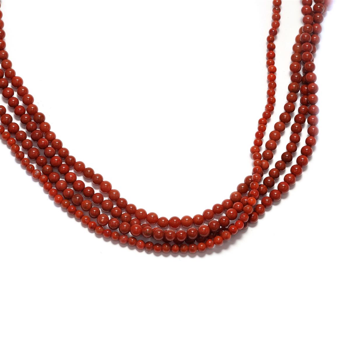 Southern Red Agate 4 Strand Necklace in Gold Plated Sterling Silver ...