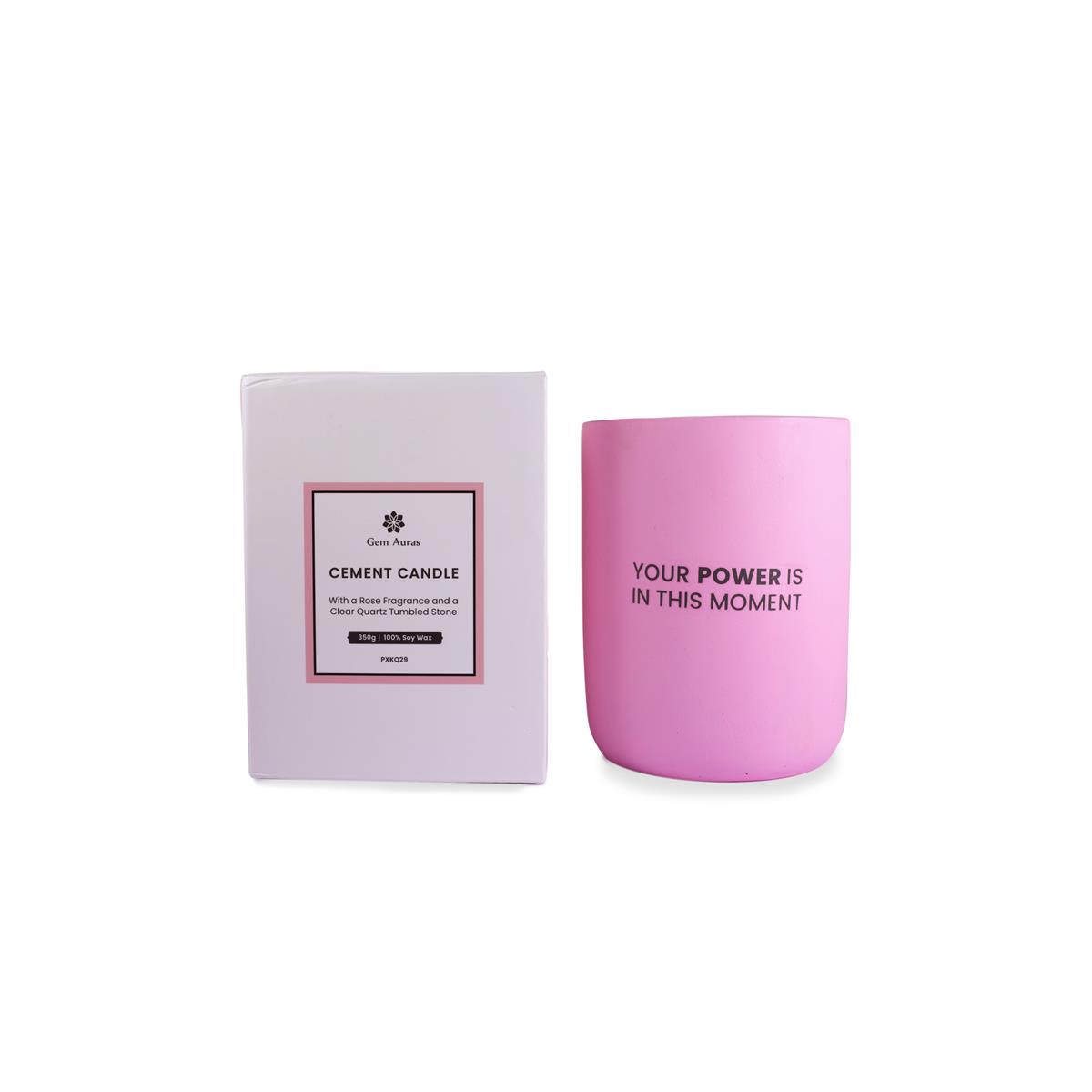 Gem Auras Cement Jar Candle with Clear Quartz ATGW 65cts | Gemporia