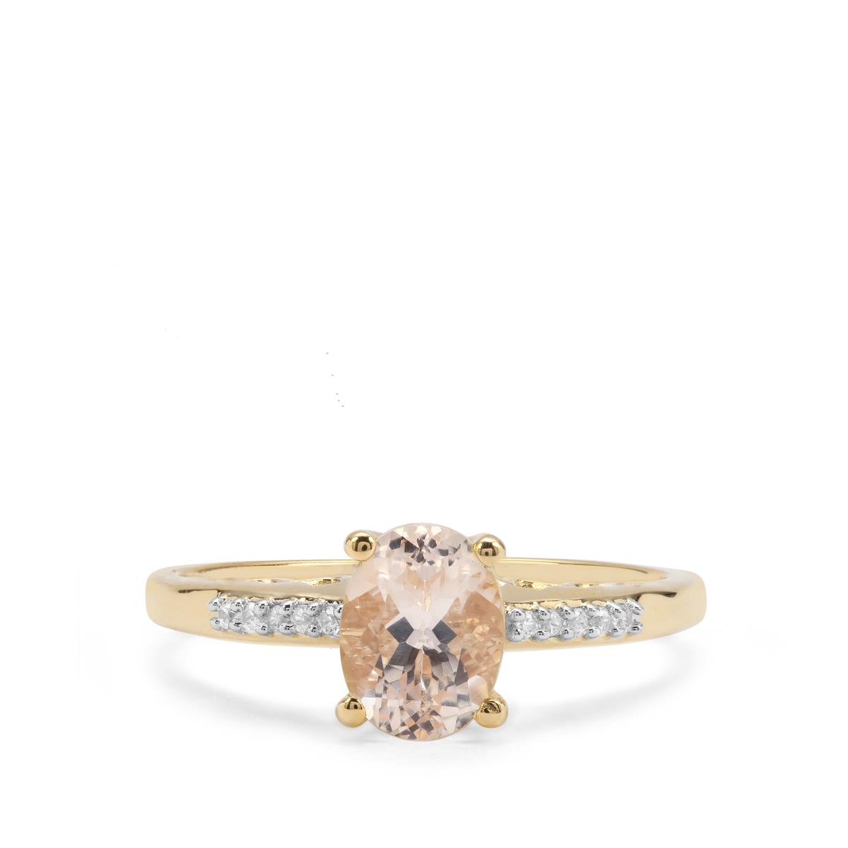 Champagne Danburite Ring with White Zircon in 9K Gold 1.27cts | Gemporia