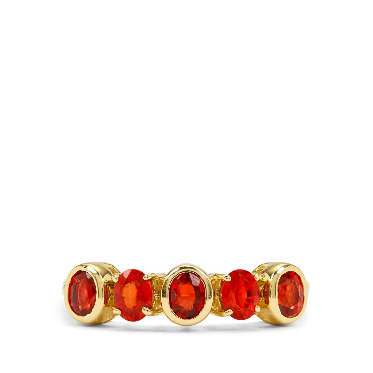 Songea Red Sapphire Ring with White Zircon in 9K Gold 1.20cts | Gemporia