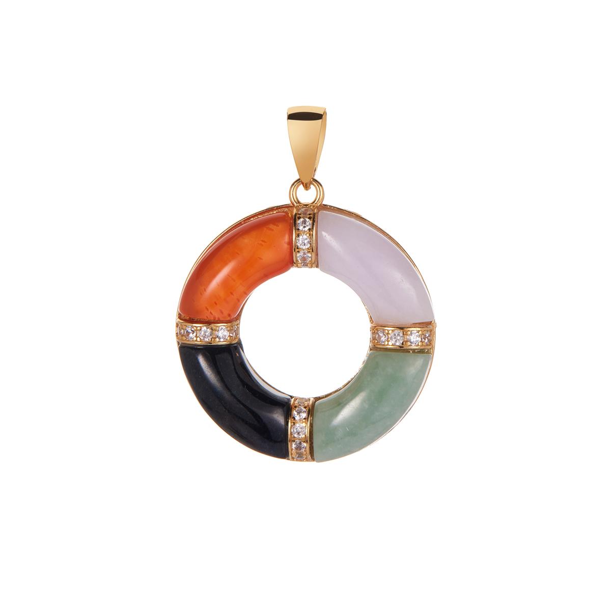 'Colours of the East' Type A Burmese Jadeite, Nanhong Agate & White ...