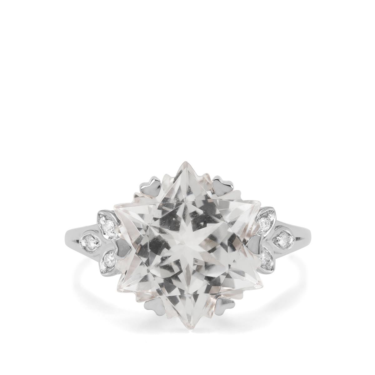 Wobito Snowflake Cut Topaz Ring with Canadian Diamond in 9K White Gold ...