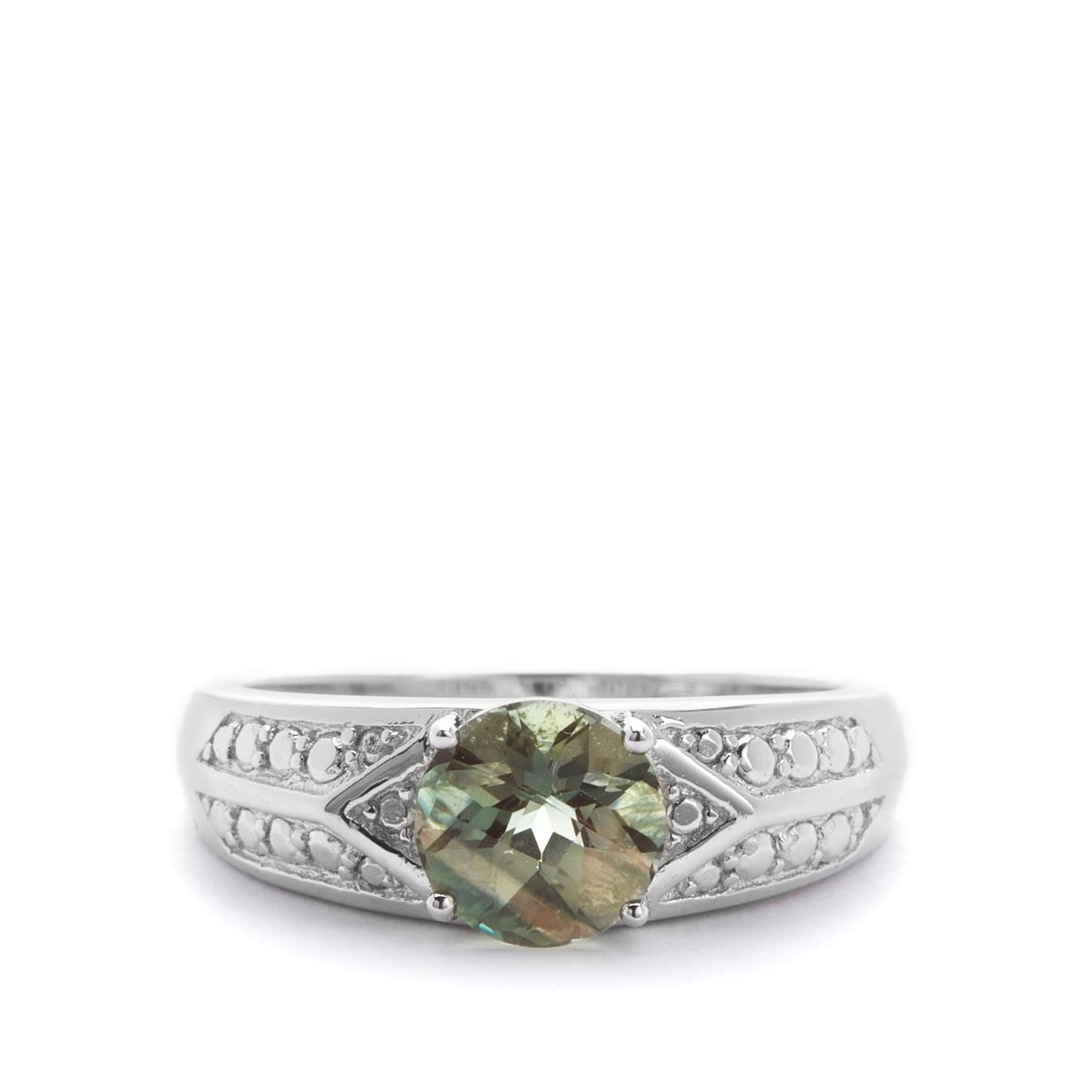 Green Colour Change Andesine Ring in Sterling Silver 1.24cts | Gemporia