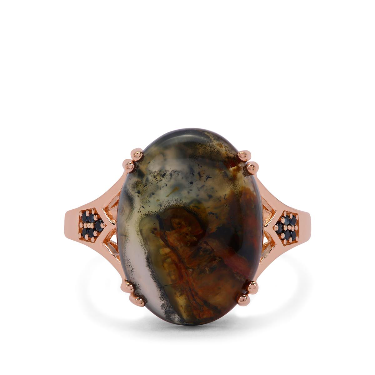 Aquadite Noir & Black Spinel Rose Midas Ring ATGW 7.40cts | Gemporia