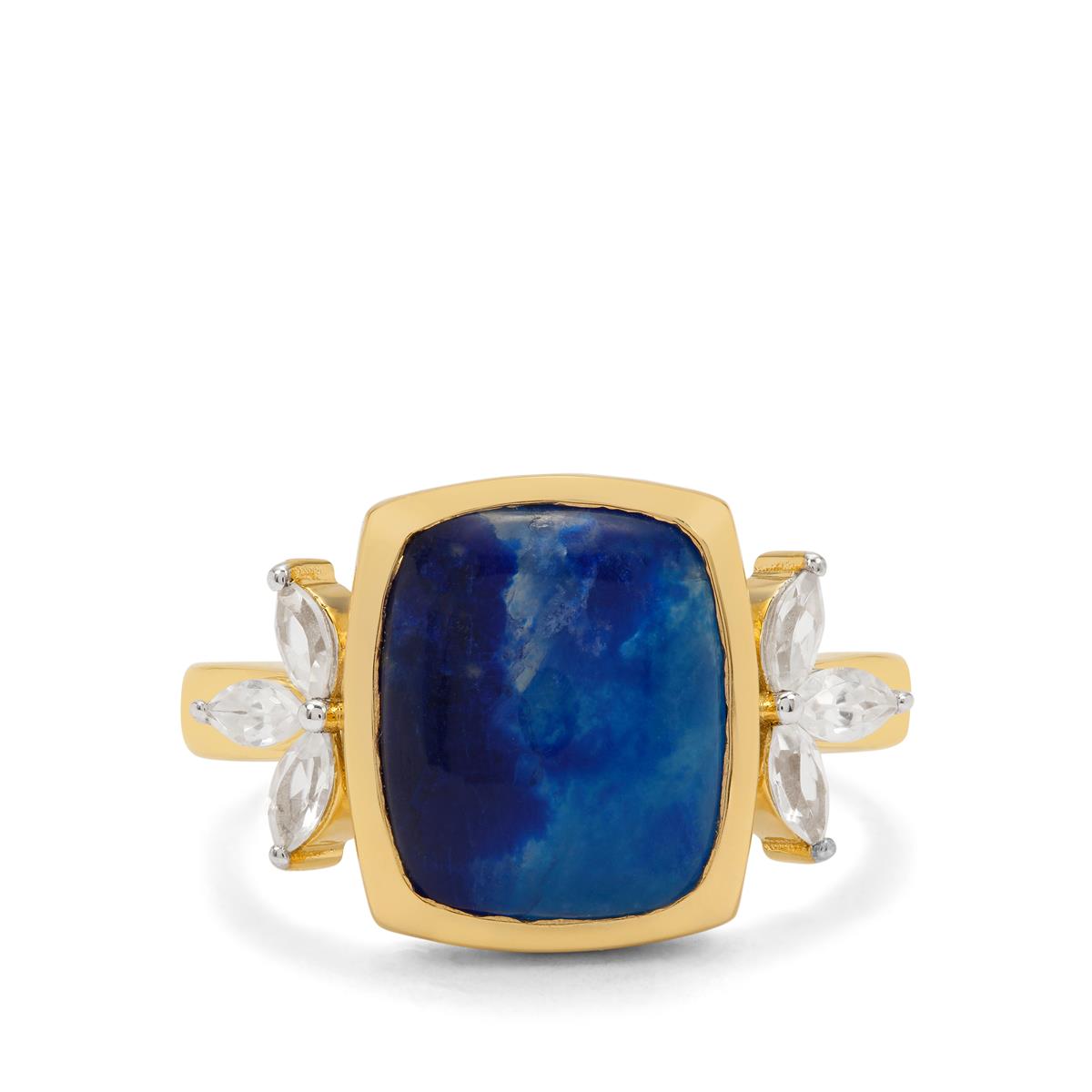 Afghanite Ring with White Zircon in 9K Gold 5.70cts | Gemporia
