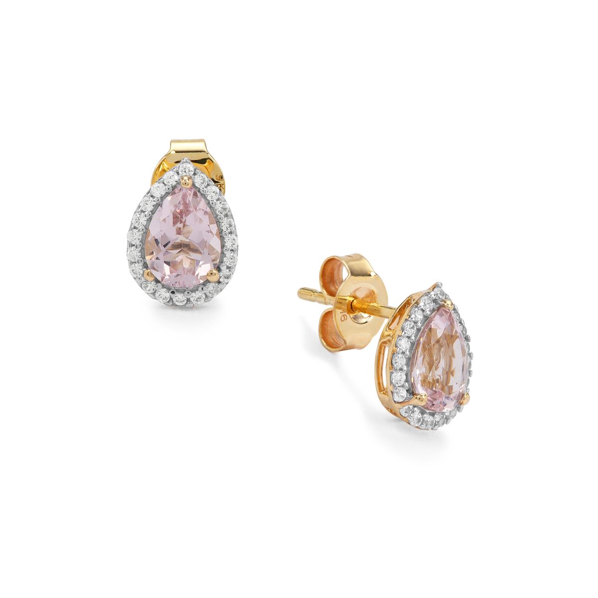 Idar Pink Morganite Earrings with White Zircon in 9K Gold 1.45cts ...