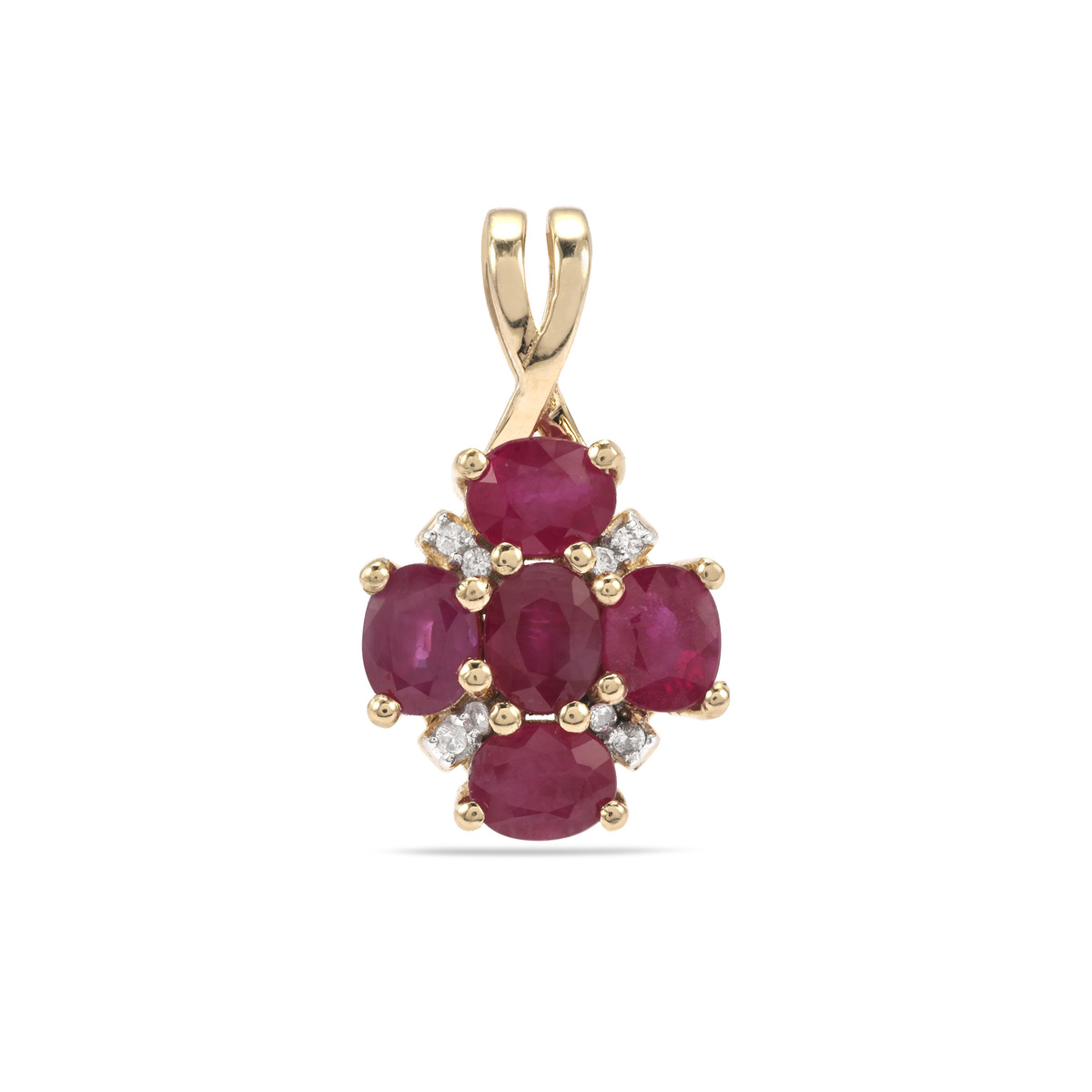Burmese Ruby Pendant with White Zircon in 9K Gold 1.55cts | Gemporia